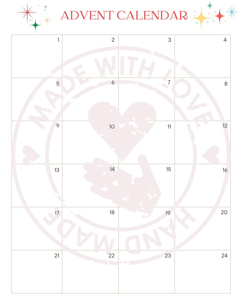 2025 Advent Calendar With Coloring Page, Prompts, Calendar, and Daily ...