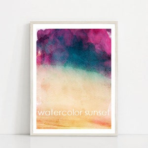 Watercolor Art Print, Bright Poster Art, Wall Art, Wall Hanging, Sunset ...