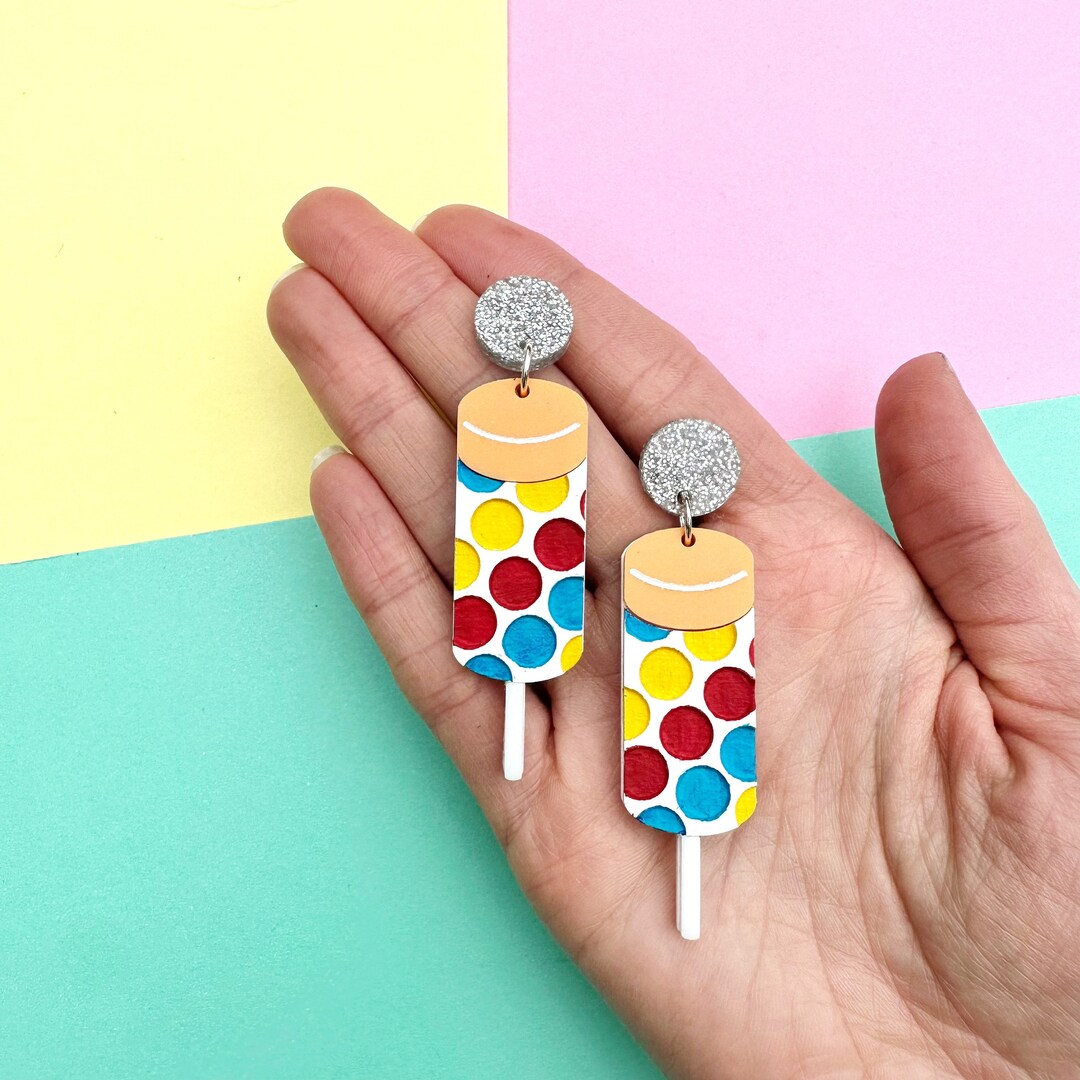 Sherbet Pop Ice Cream Earrings Frozen Treat Cute Food - Etsy