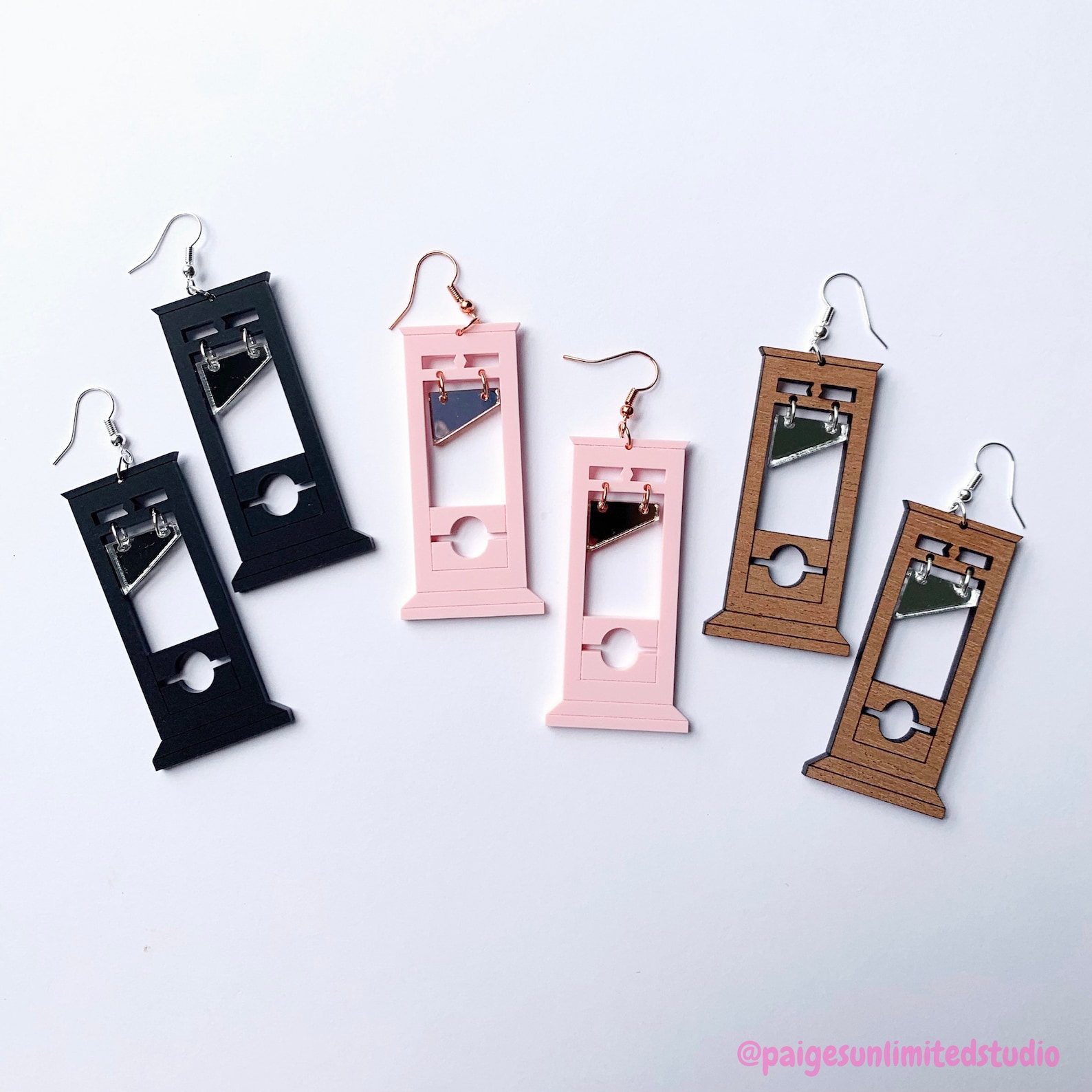 Guillotine Earrings, Spooky Gothic Earrings, Acrylic Earrings, Funny ...