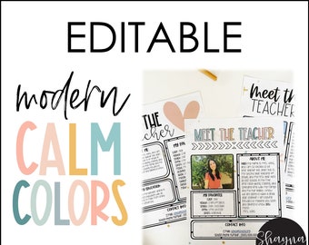 MODERN RAINBOW Meet the Teacher Editable Calm Colors Classroom Decor - Etsy