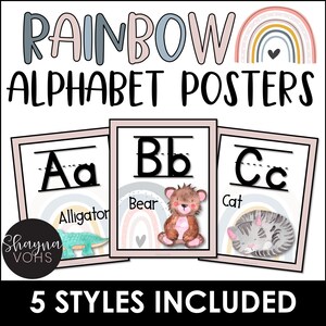 Boho Rainbow Alphabet Posters - Etsy