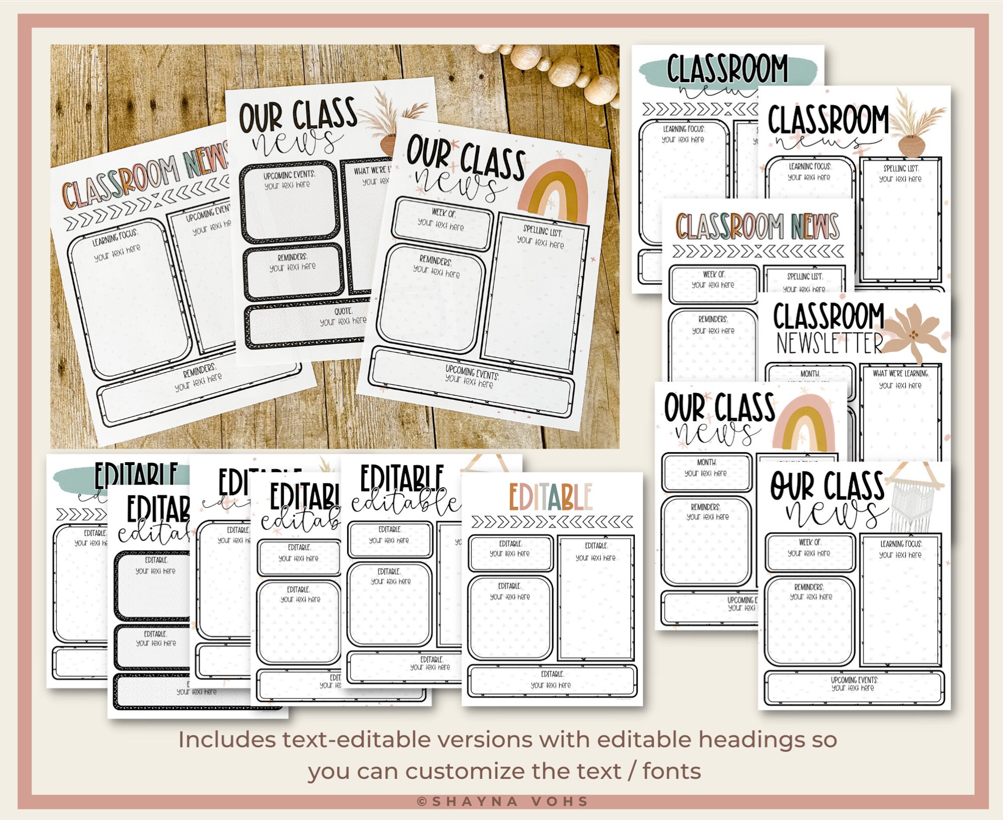 Boho Classroom Newsletter Template - Etsy
