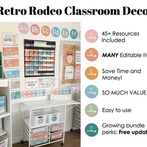 Classroom Decor Bundle Western - Classroom Decor Theme - Boho - Retro ...