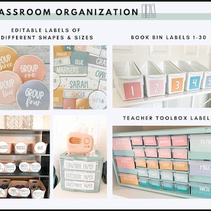 Calm Colors Classroom Decor Bundle: Editable Posters, Labels (canva or ...