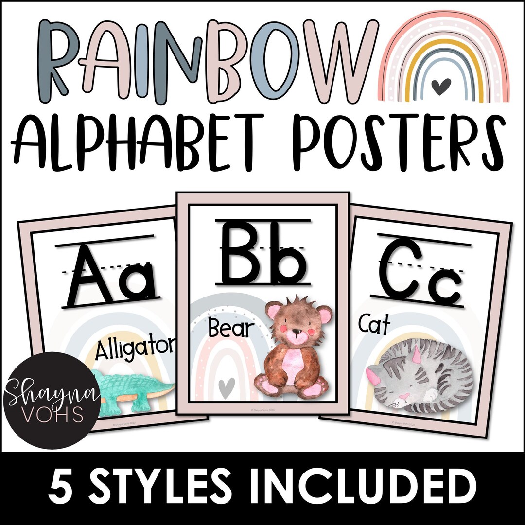 Boho Rainbow Alphabet Posters - Etsy