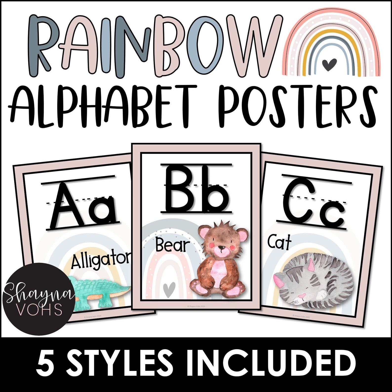 Boho Rainbow Alphabet Posters - Etsy