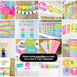 Bright Classroom Decor Bundle: Elementary Printable and Editable - Etsy