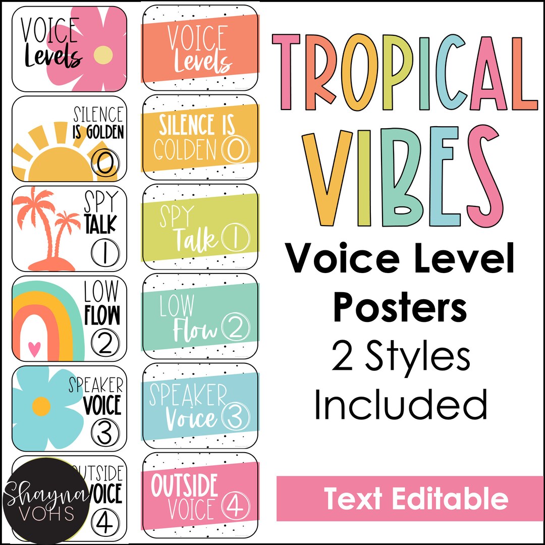 Voice Level Chart, Voice Level in Classroom, Tropical Voice Levels ...