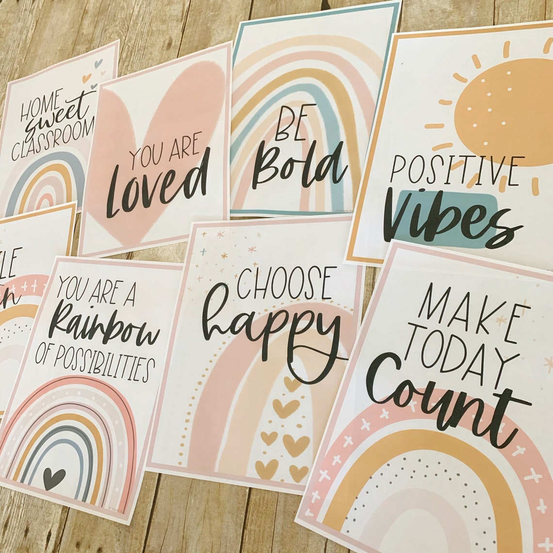 Boho Rainbow Posters Boho Rainbow Classroom Posters Boho - Etsy