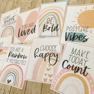 Boho Rainbow Posters, Boho Rainbow Classroom Posters, Boho Rainbow ...
