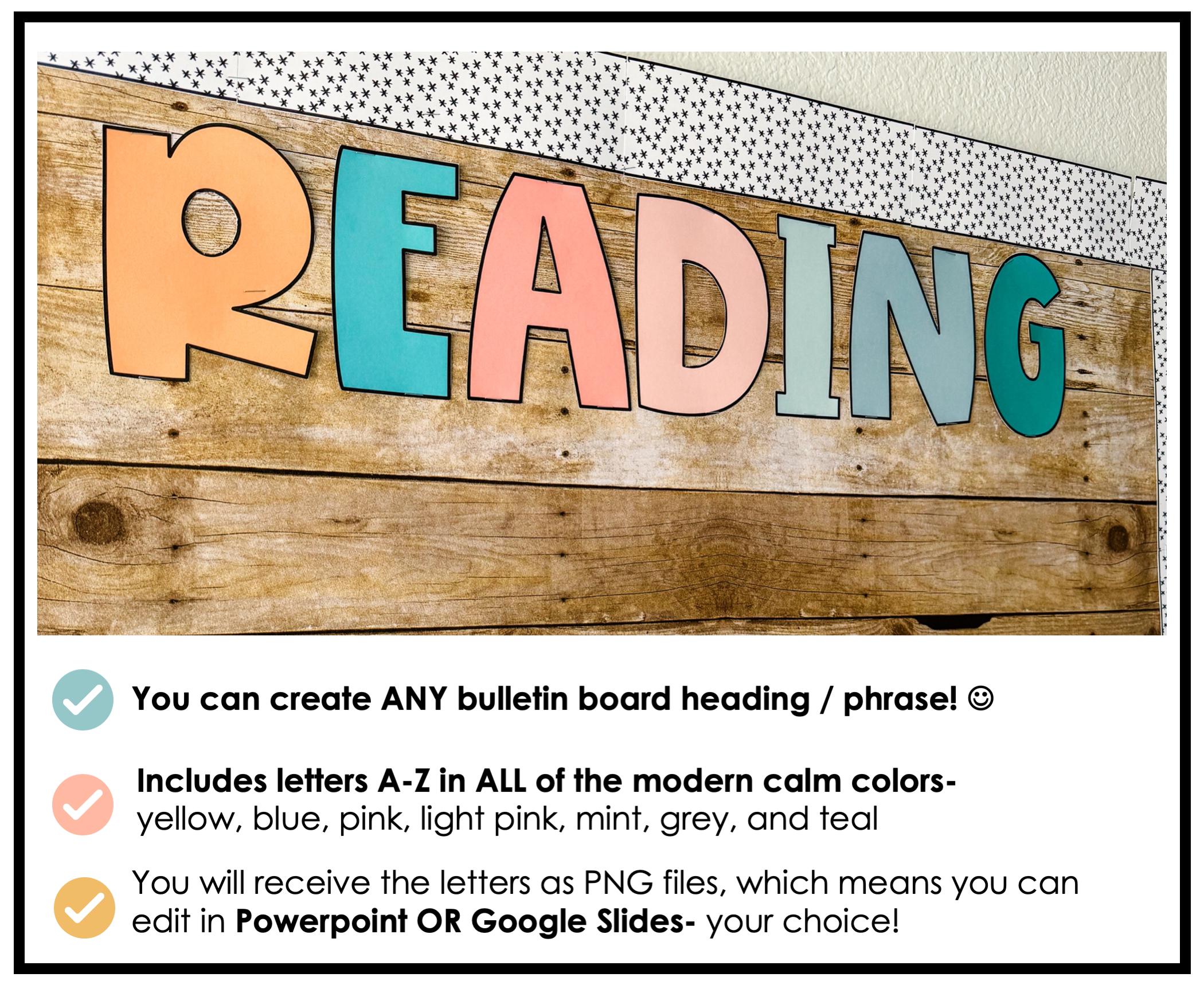 Calm Colors Bulletin Board Letters - Pastel Printable Classroom Letters ...