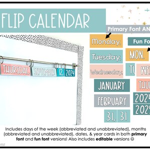 Flip Calendar Classroom and Calendar Bulletin Board, Calming Classroom ...