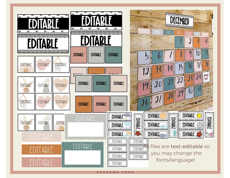 Boho Calendar Classroom Boho Neutral Classroom Calendar - Etsy