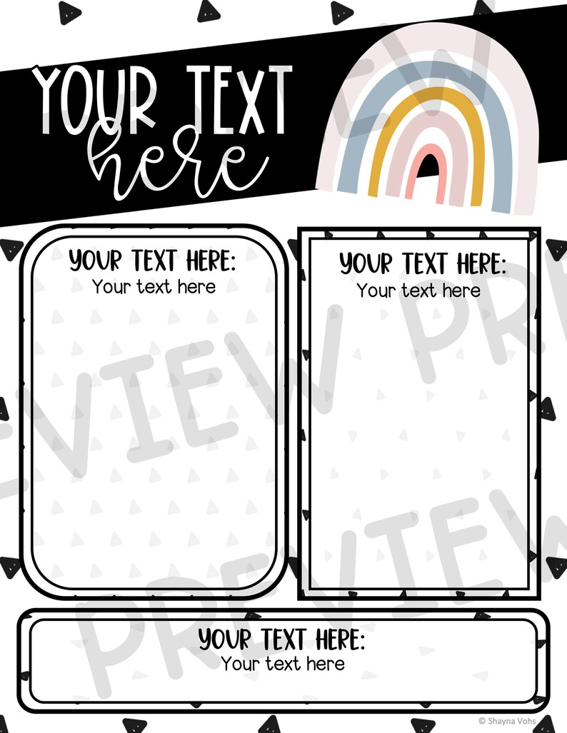 Boho Rainbow Newsletter Template for School - Etsy