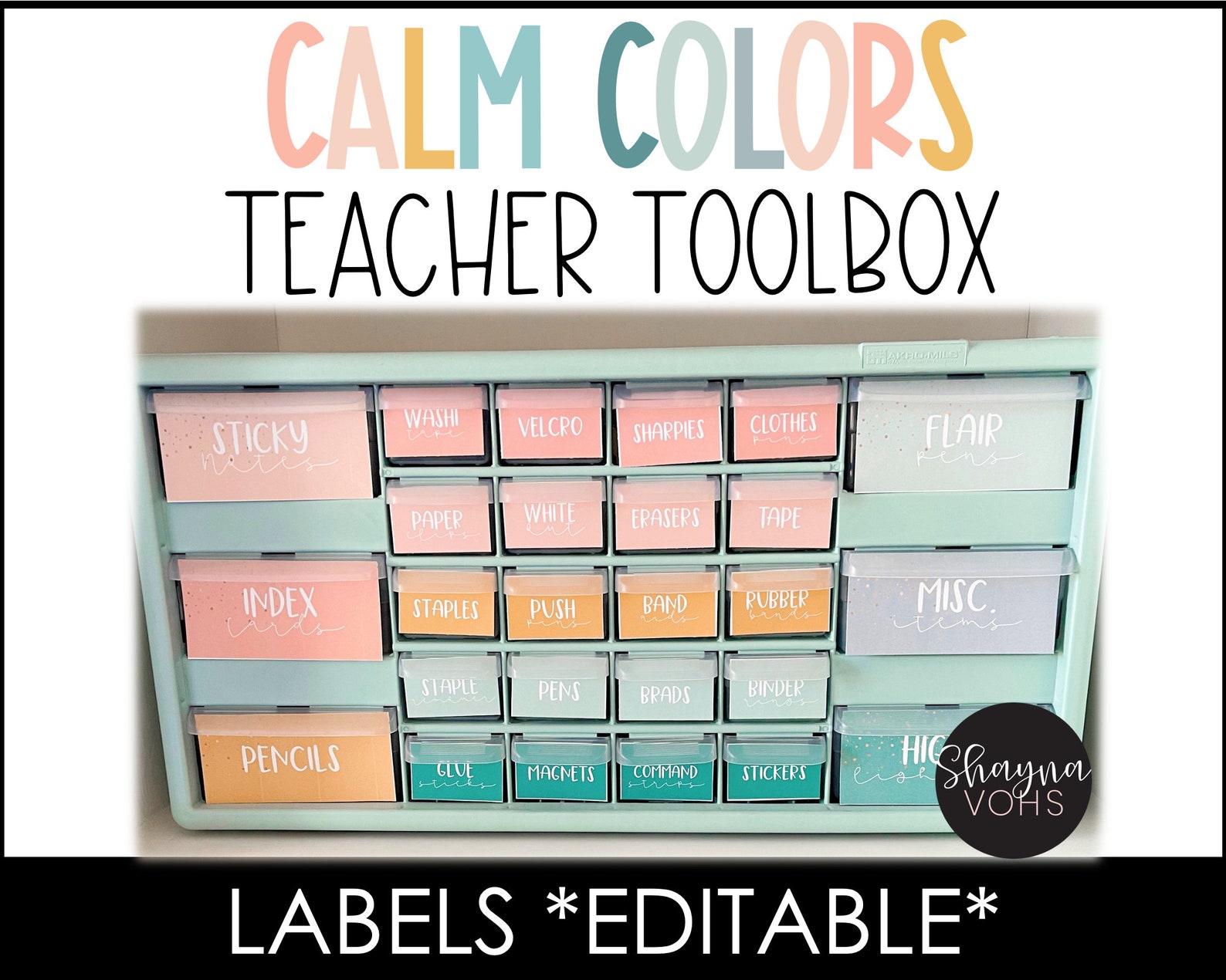 Teacher Tool Box Labels, Calm Colors Teacher Toolbox Labels Editable ...