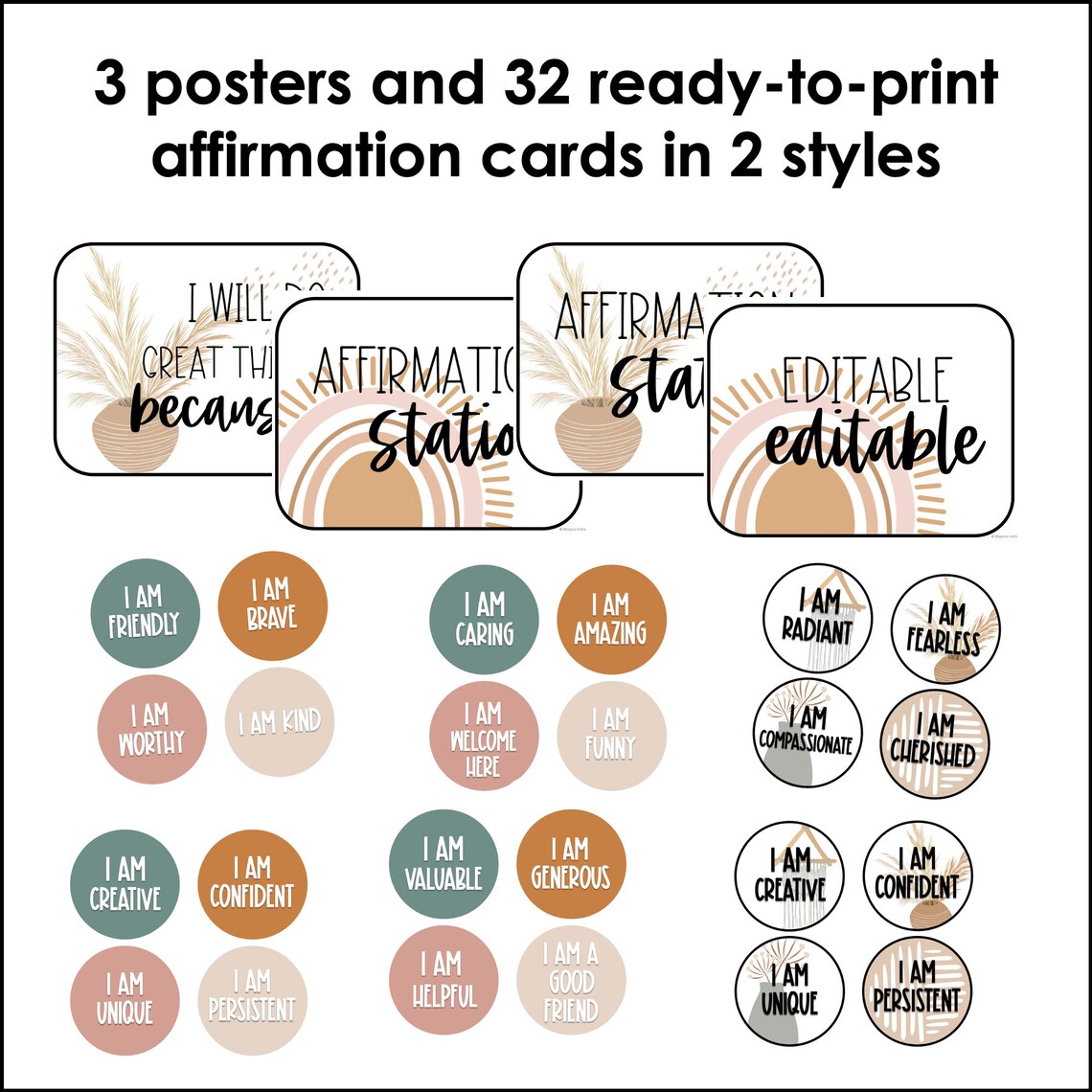 Boho Affirmation Station Classroom Neutral Affirmation - Etsy