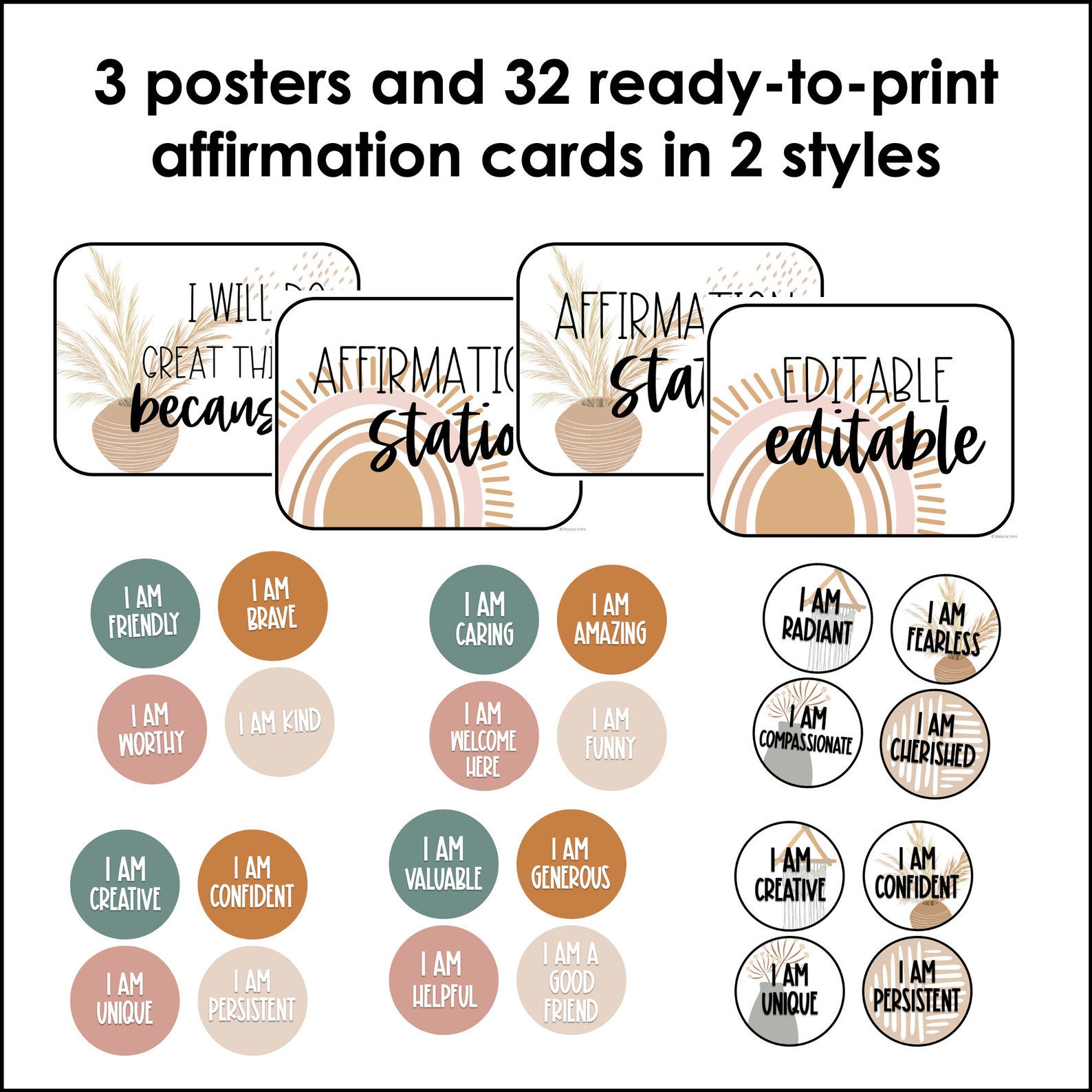 Boho Affirmation Station Classroom Neutral Affirmation - Etsy