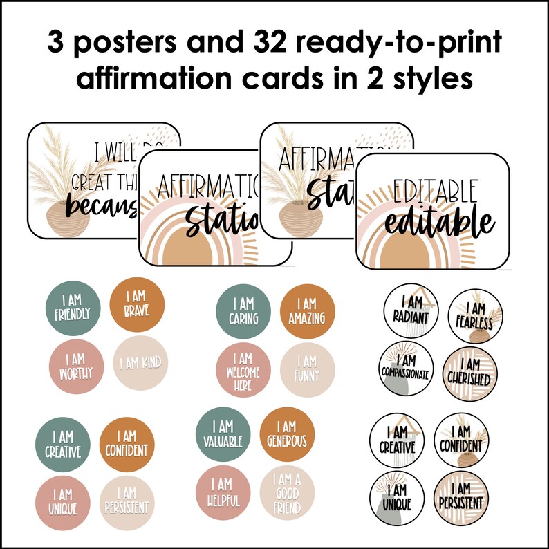 Boho Affirmation Station Classroom Neutral Affirmation - Etsy
