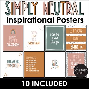 Neutral Classroom Posters - Boho Neutral Inspirational Posters - Etsy