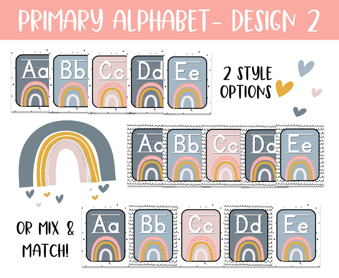 Boho Rainbow Alphabet Posters - Etsy