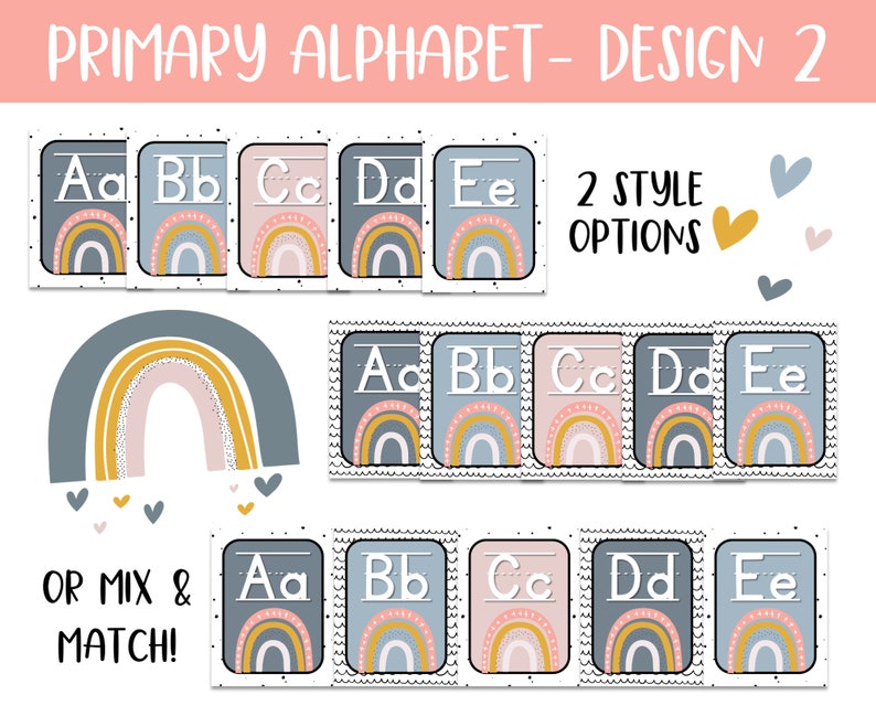 Boho Rainbow Alphabet Posters - Etsy