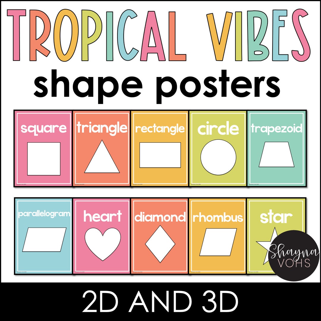 Shape Posters Classroom, Printable, Tropical Vibes Classroom Decor - Etsy