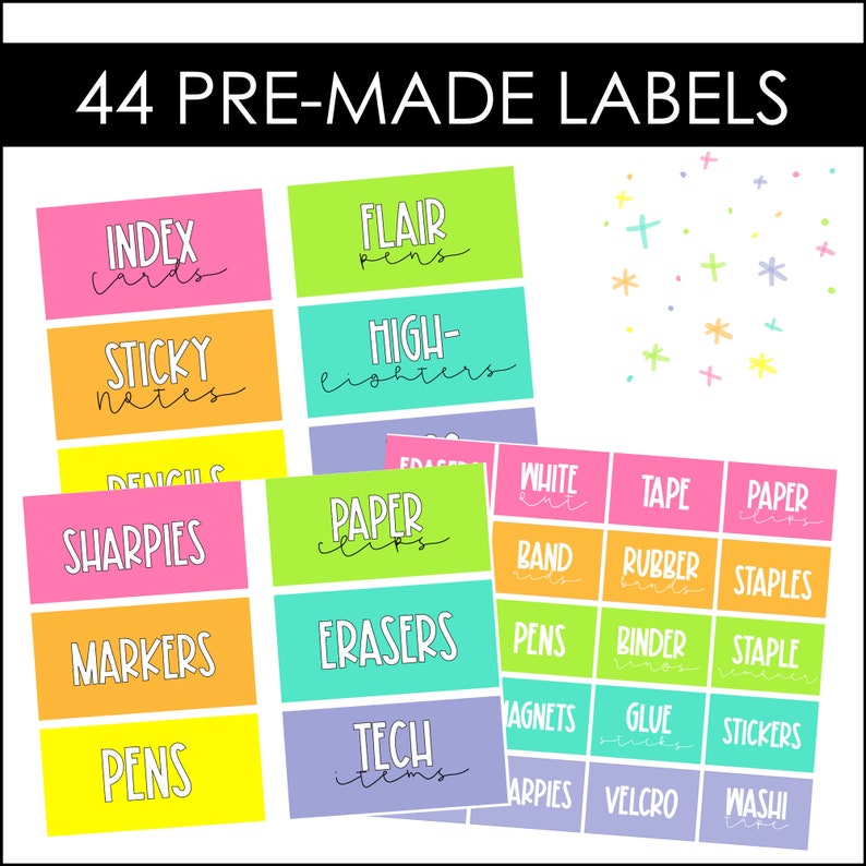 Teacher Toolbox Labels Editable, Bright Classroom Theme, Happy Hues ...