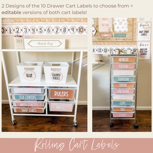 Boho 10 Drawer Rolling Cart Label, Boho Rolling Cart Labels - Etsy