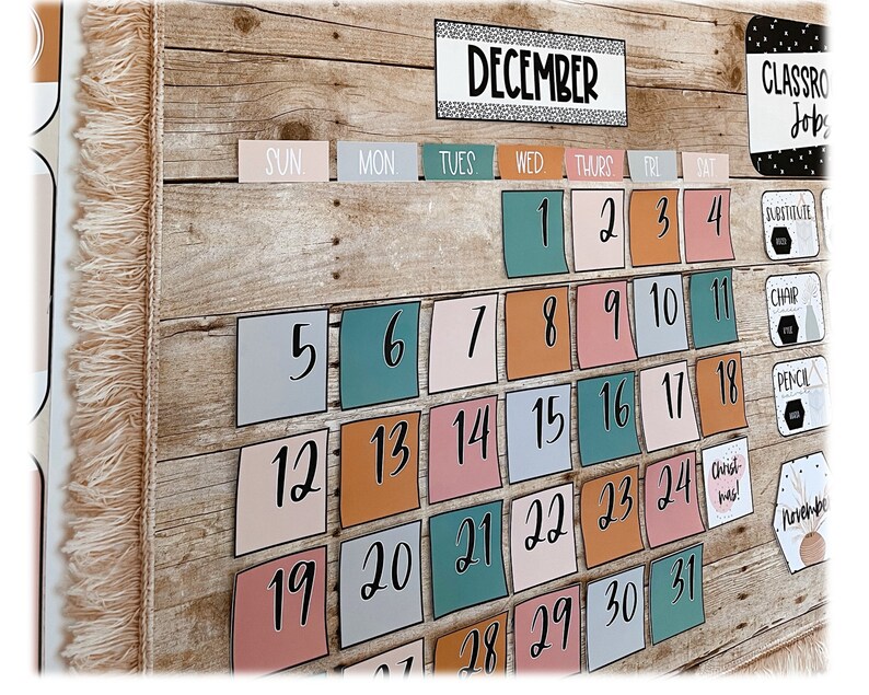Boho Calendar Classroom Boho Neutral Classroom Calendar - Etsy
