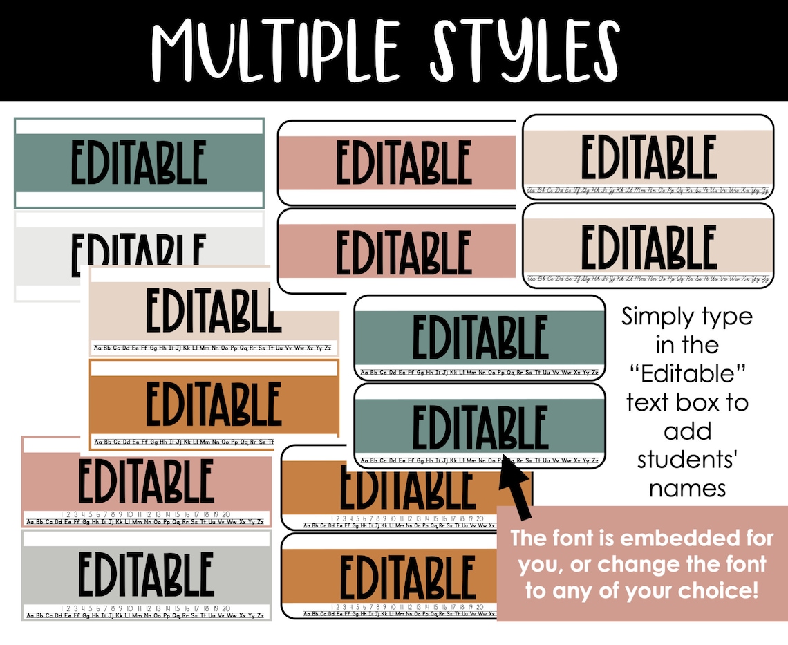 Neutral Boho Classroom Desk Nametags: Editable - Etsy