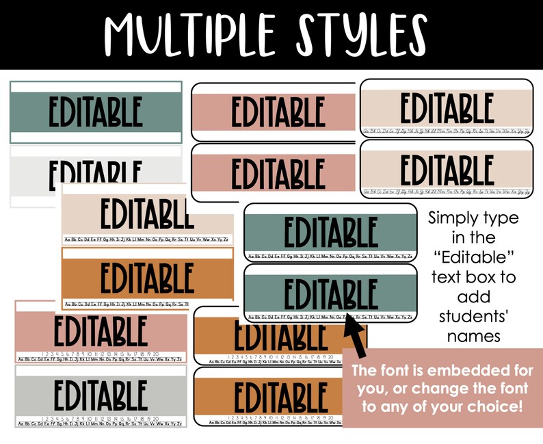 Neutral Boho Classroom Desk Nametags: Editable - Etsy