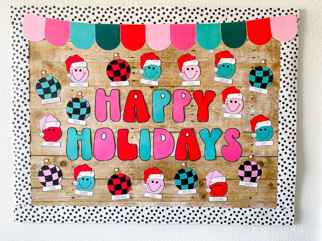 Retro Christmas Bulletin Board Kit: Holiday Classroom Decor (PDF) - Etsy