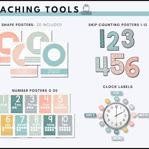 Calm Colors Classroom Decor Bundle: Editable Posters, Labels (canva or ...