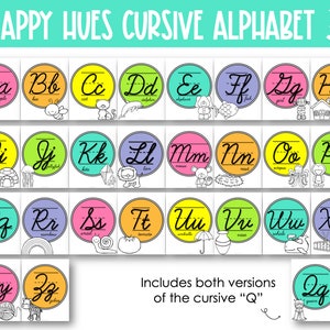 Bright Cursive Alphabet Posters: Classroom Chart (digital Download) - Etsy
