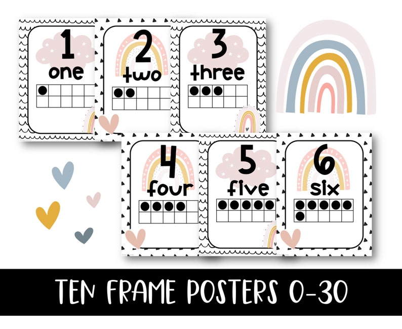 Boho Rainbow Number Posters 0-30 - Etsy