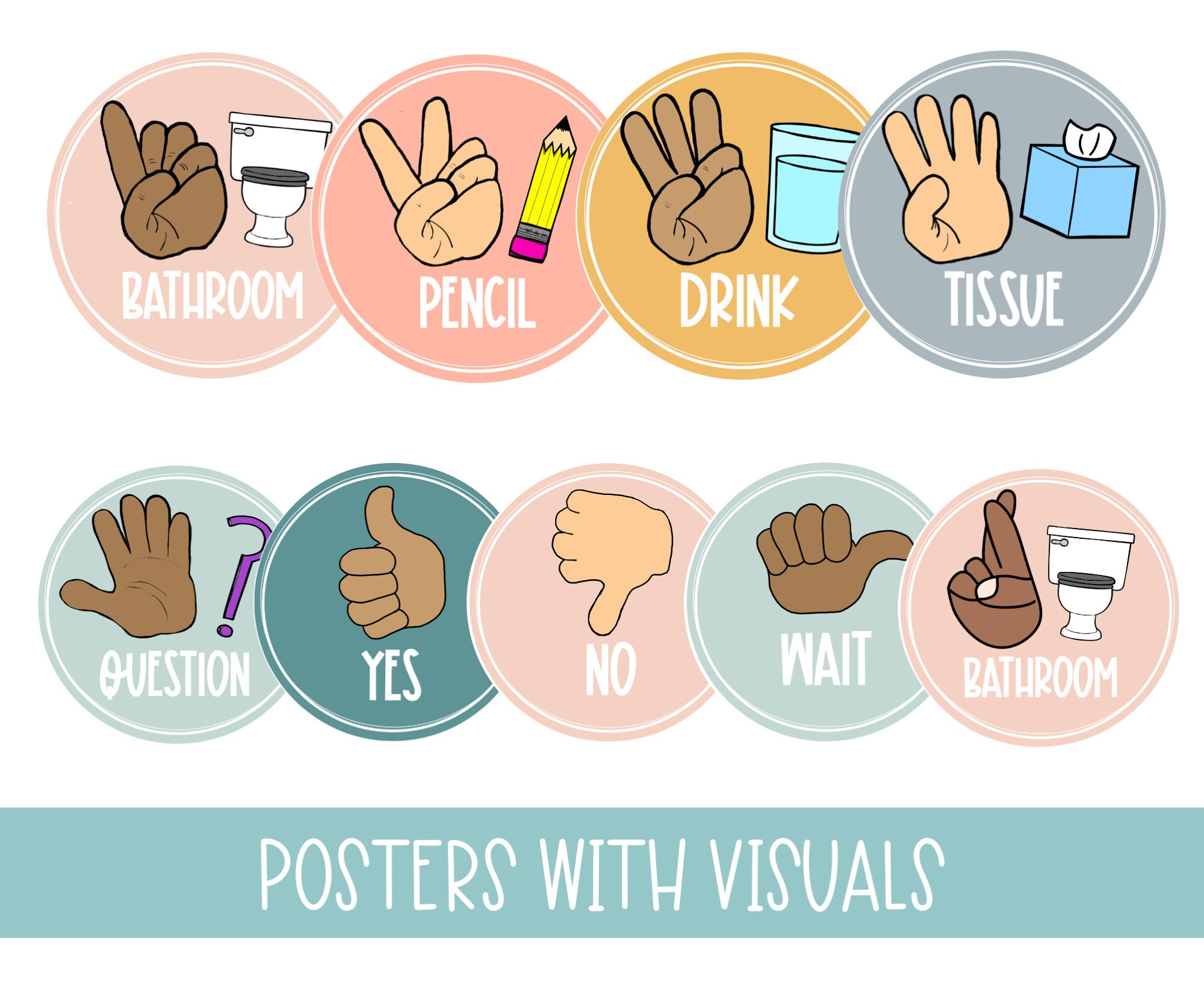 Calm Colors Hand Signal Posters: Classroom Decor (digital Download) - Etsy