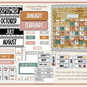 Boho Classroom Calendar Kit: Neutral Decor, Editable Powerpoint - Etsy