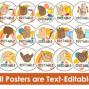 Retro Hand Signals Classroom, Groovy Hand Signal Posters - Etsy