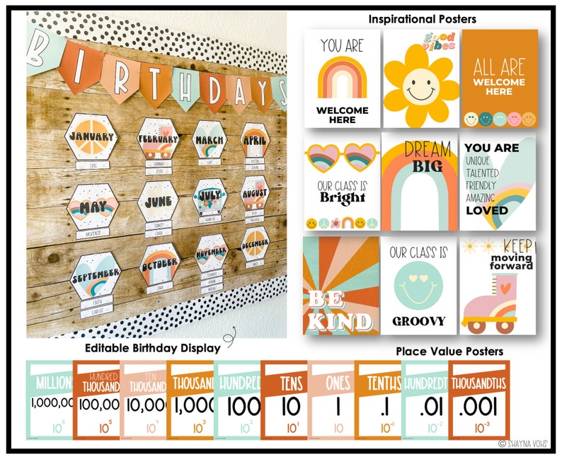 Retro Classroom Decor Bundle Retro Classroom Theme Groovy - Etsy