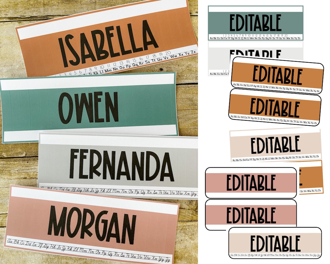 Neutral Boho Classroom Desk Nametags: Editable - Etsy