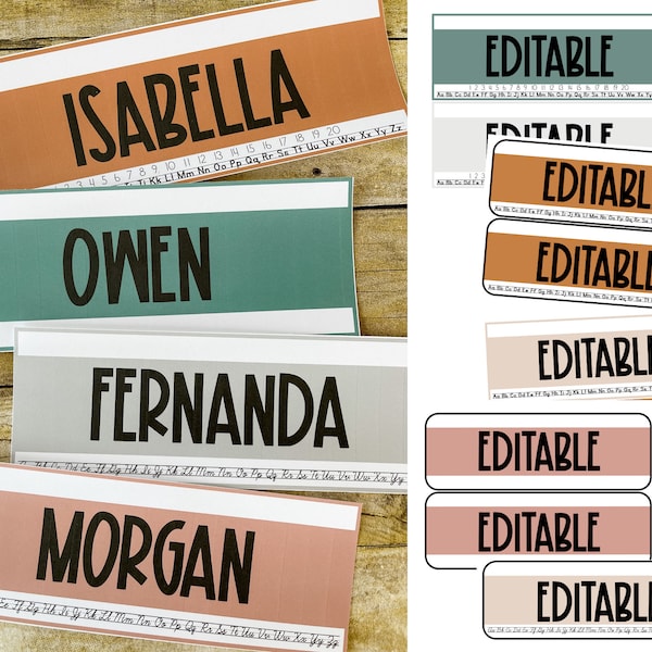 Modern Boho Rainbow Classroom Desk Plates editable - Etsy Canada