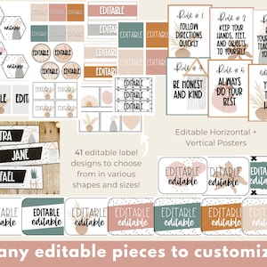 Boho Classroom Decor Bundle | Neutral Theme | Plant | Editable ...