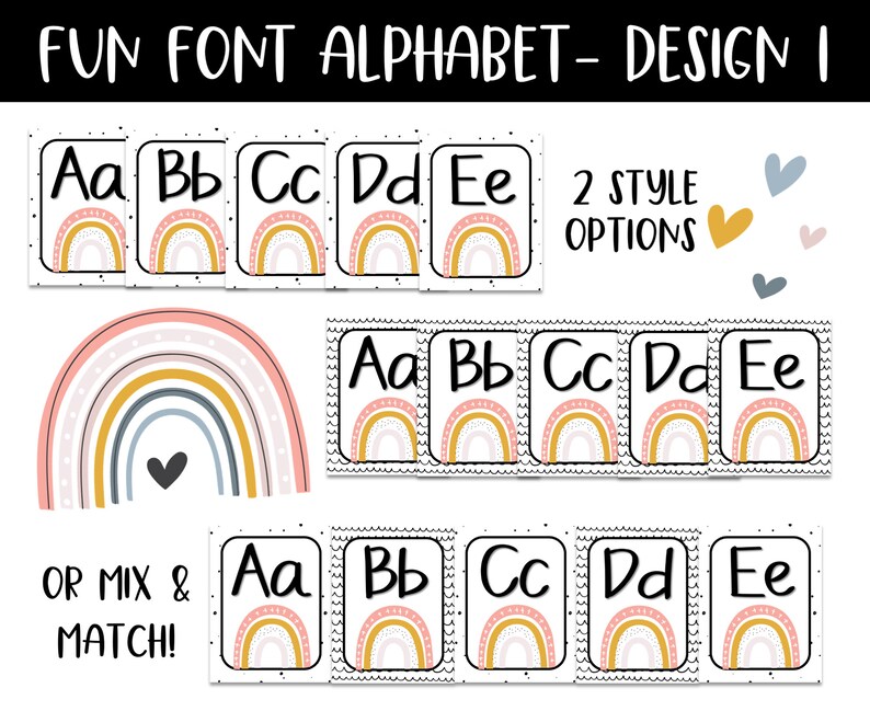 Boho Rainbow Alphabet Posters - Etsy