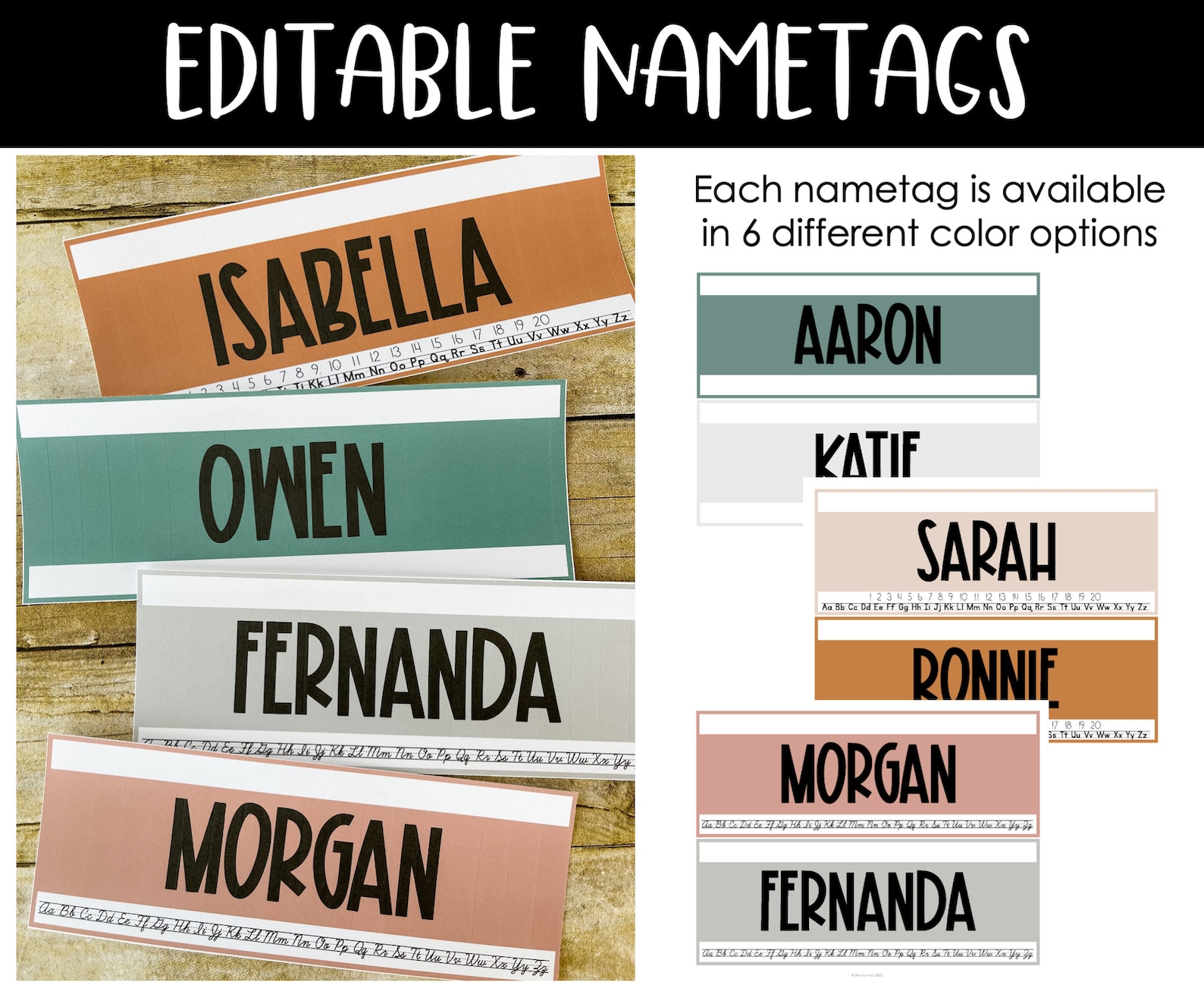 Neutral Boho Classroom Desk Nametags: Editable - Etsy