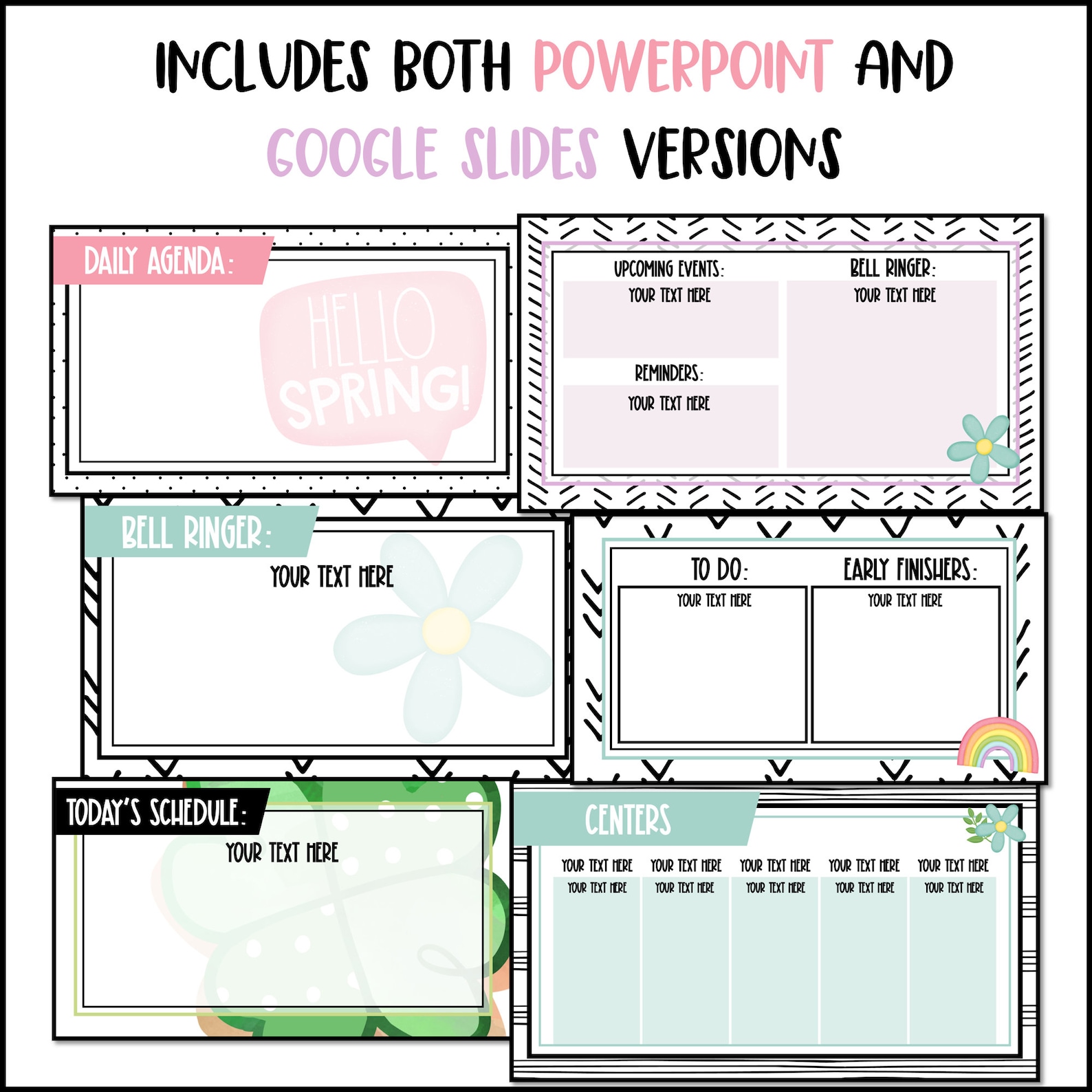 Spring Powerpoint and Google Slides™ Templates for Teachers With Timers ...