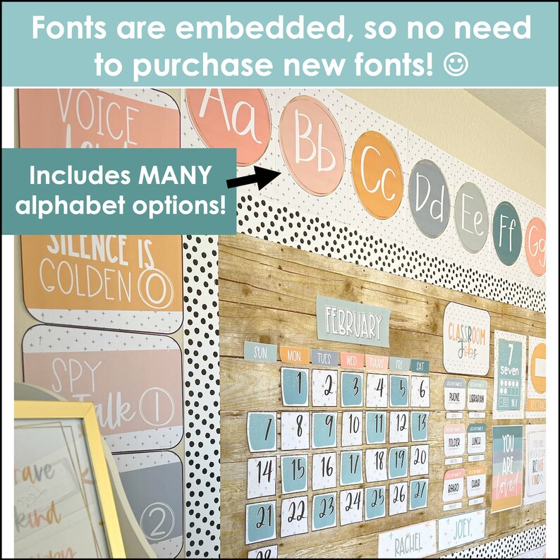 Modern Calm Colors Classroom Decor Modern Calm Colors - Etsy