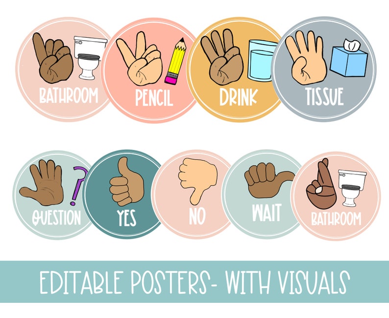 Calm Colors Hand Signal Posters Calm Colors Classroom Decor - Etsy