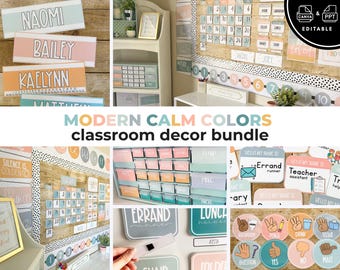 Spotty Boho Classroom Decor Bundle, Rainbow Calm Colors Classroom Theme ...