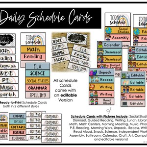 Boho Rainbow Schedule Cards - Etsy